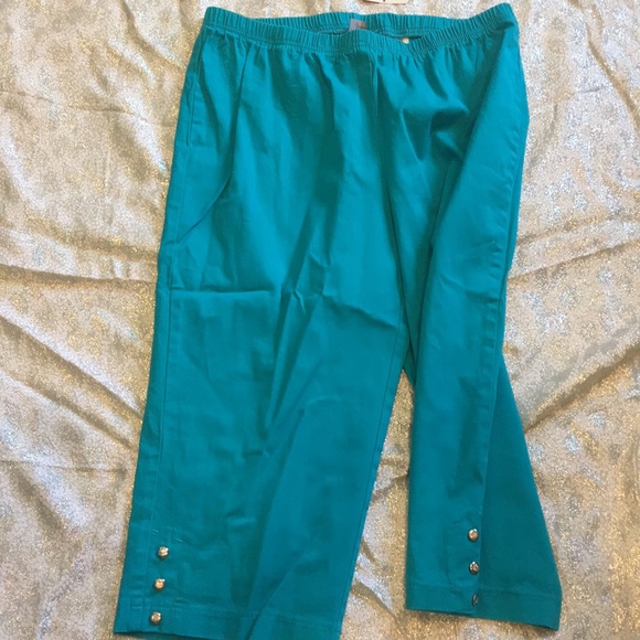 Just My Size | Pants & Jumpsuits | Teal Capris W Bling Buttons Details ...